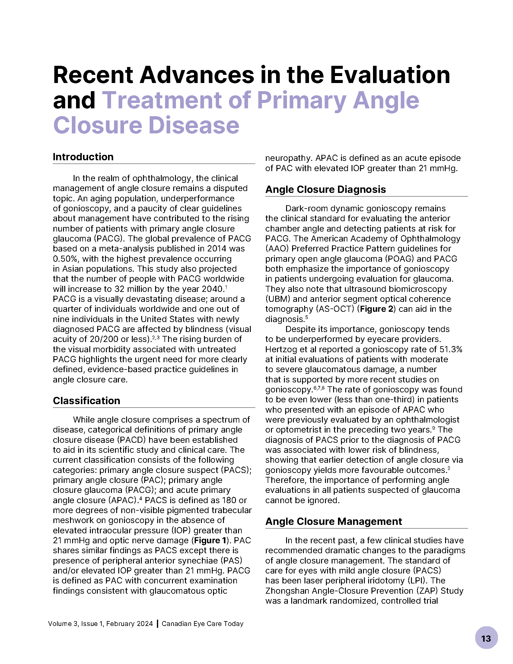 Recent Advances in the Evaluation and Treatment of Primary Angle ...